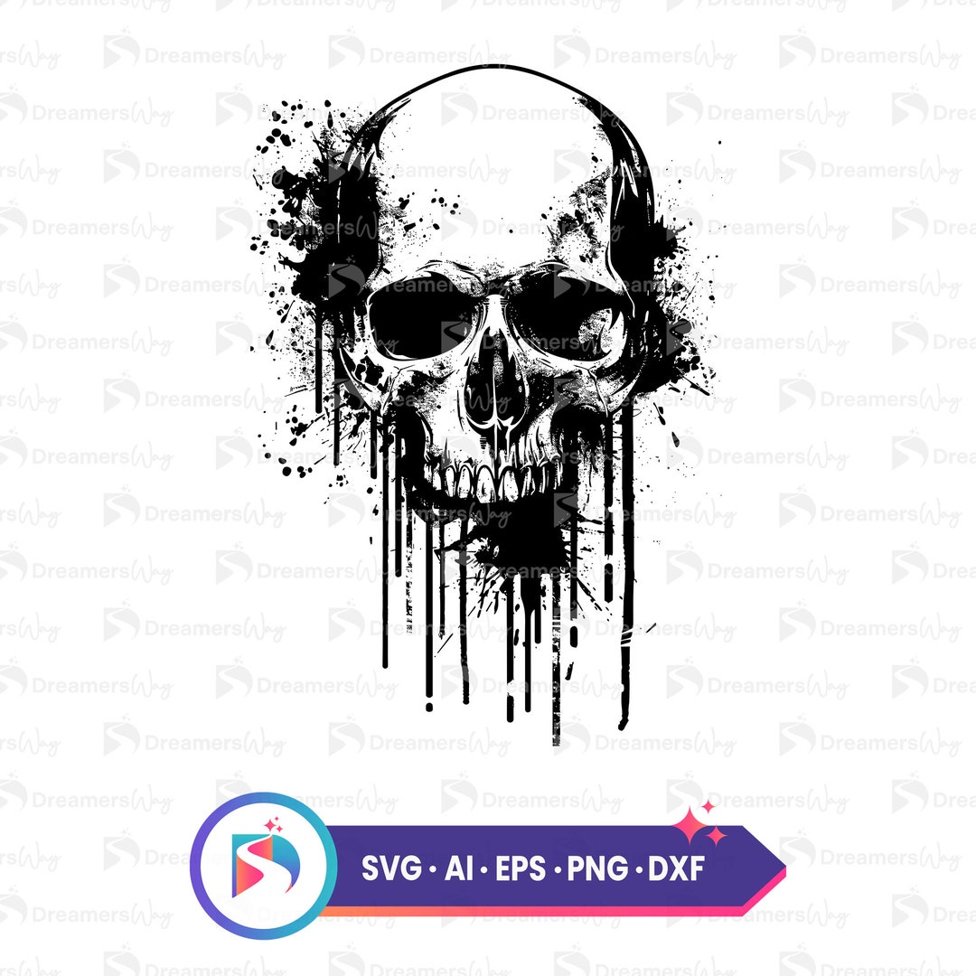 Grunge Skull Digital Art, Vector Download, Svg, Png, Ai, Eps, Dxf Files ...