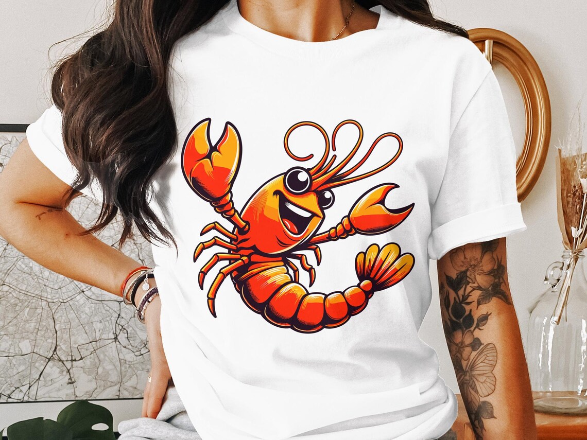 Cartoon Shrimp With a Dynamic and Lively Pose Vector Art, Svg, Png, Eps ...