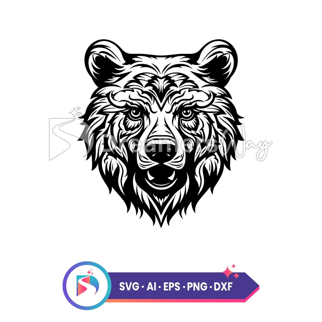 Oso svg, cabeza de oso tribal clipart, descarga digital, diseño ...