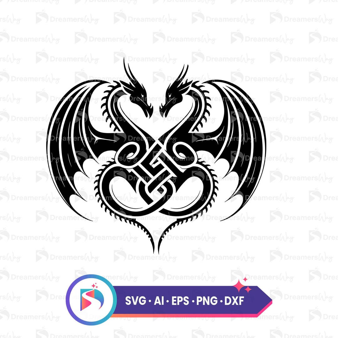 Celtic Style Dragon Heart, Svg, Digital Download for Cricut, Silhouette ...