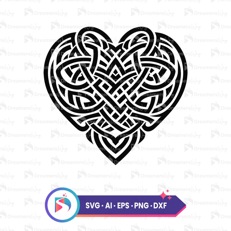 Celtic Knot Heart Vector Design, Digital Download Svg, Ai, Eps, Dxf ...