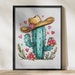 Western Cactus With a Cowboy Hat Vector Illustration, Cactus Svg Cut ...