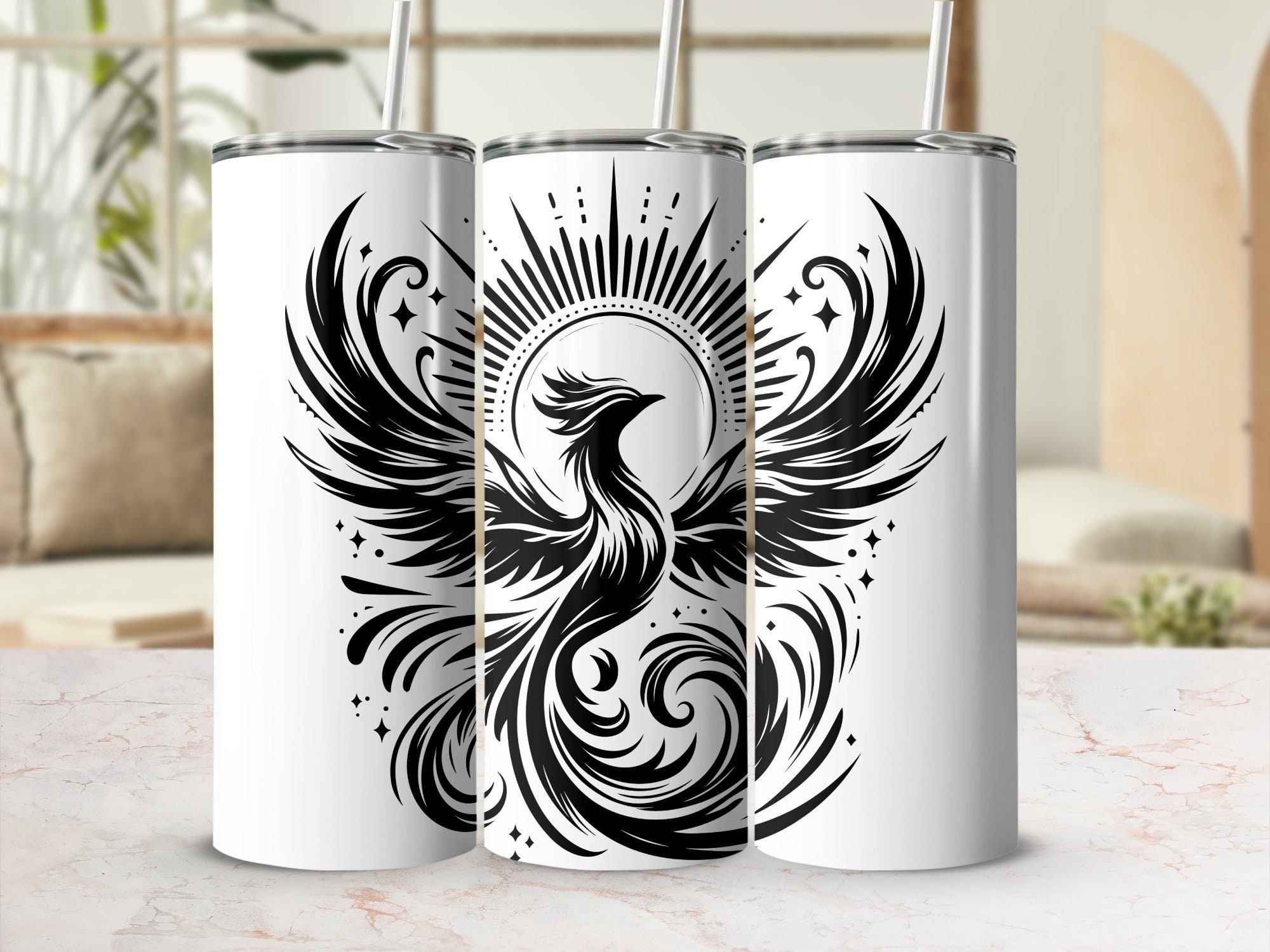 Phoenix Vector Art Svg, Ai, Eps, Png, Dxf Files, Artistic Black and ...