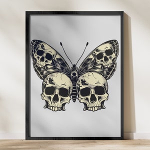 Gothic Skull Butterfly Svg, Digital Download Clipart, Tattoo Design ...