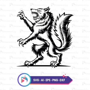 Heraldic Wolf Vector Svg, Ai, Eps, Png, Dxf Files, Wolf Svg, Wild ...