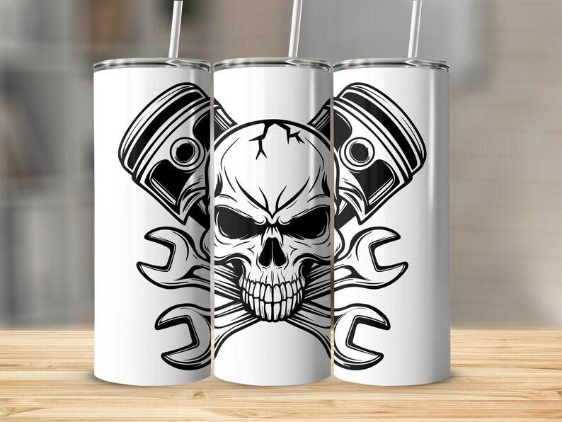 Skull Engine Pistons Wrench Art Digital Download, Mechanic Art, Skull ...