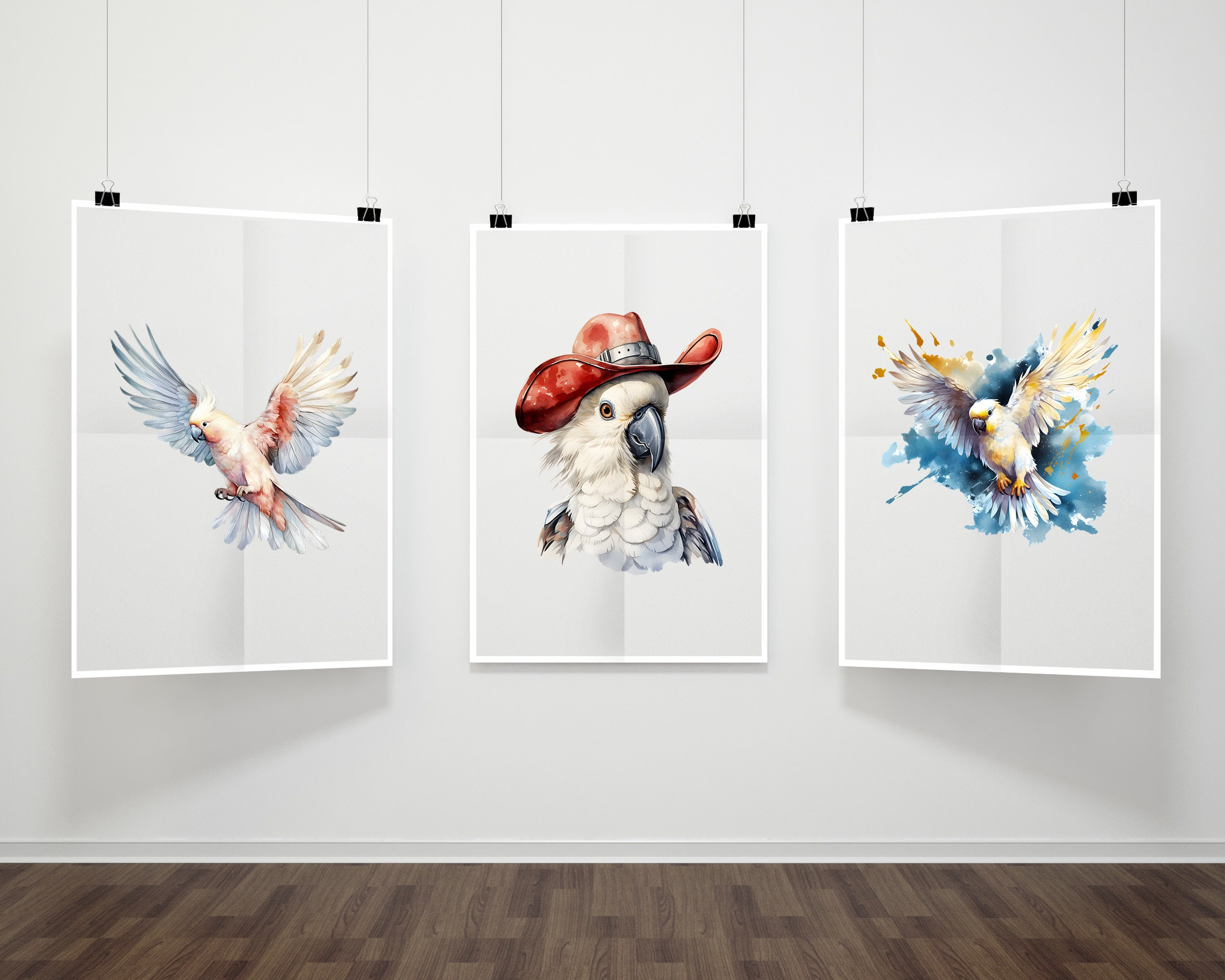 Colorful Watercolor Cockatoo Bundle Clipart, Cockatoo PNG, Cockatoo ...