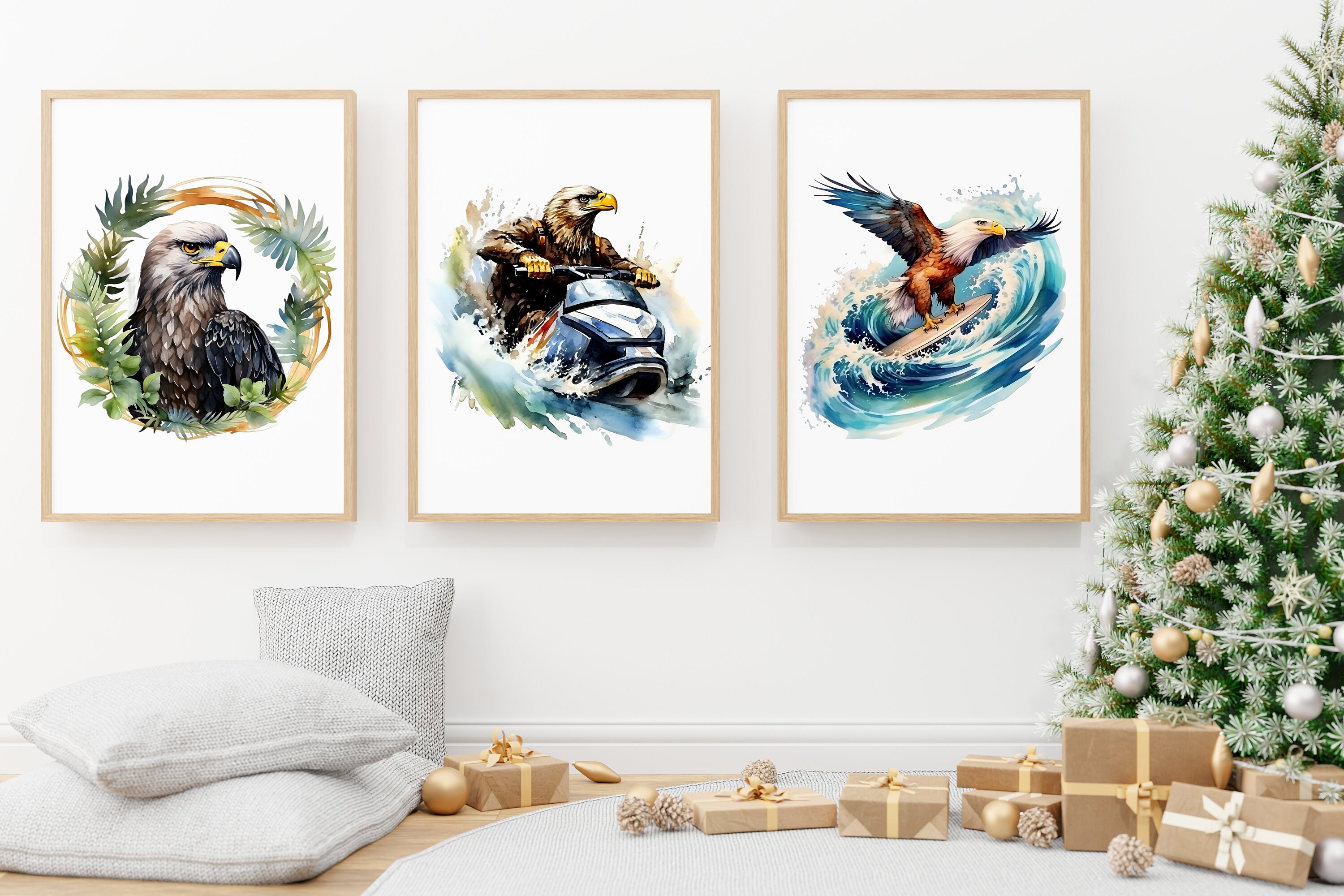 Watercolor Bald Eagle Clipart Bundle, Nursery Clipart ,eagle PNG, Card ...