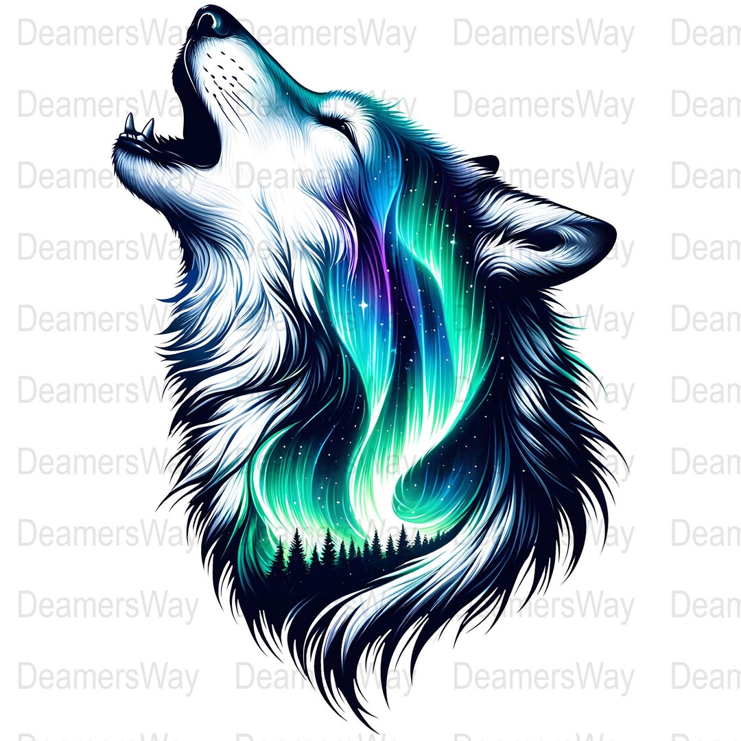 10 Neon Howling Wolf Digital Clipart, Panda Animal Illustration ...