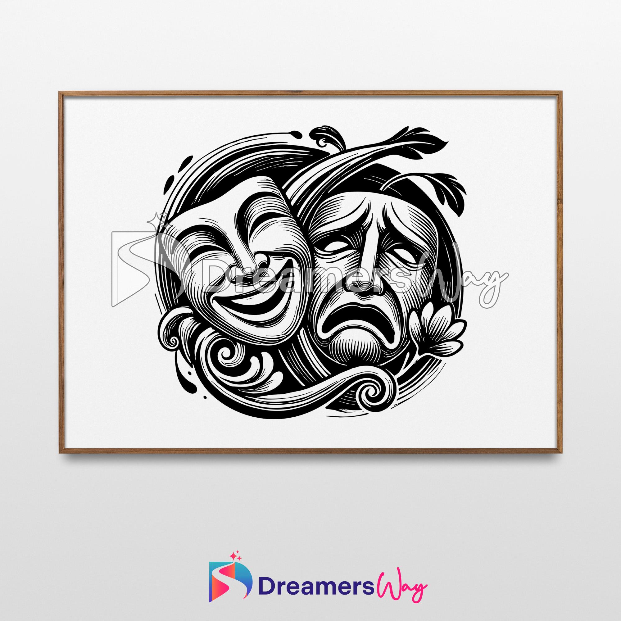 Theater Masks, Theater Drama Clipart, Digital Download, Acting Art ...