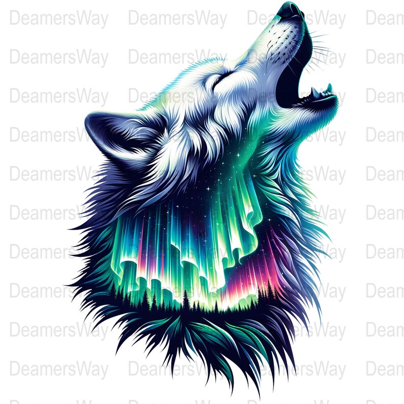 10 Neon Howling Wolf Digital Clipart, Panda Animal Illustration ...