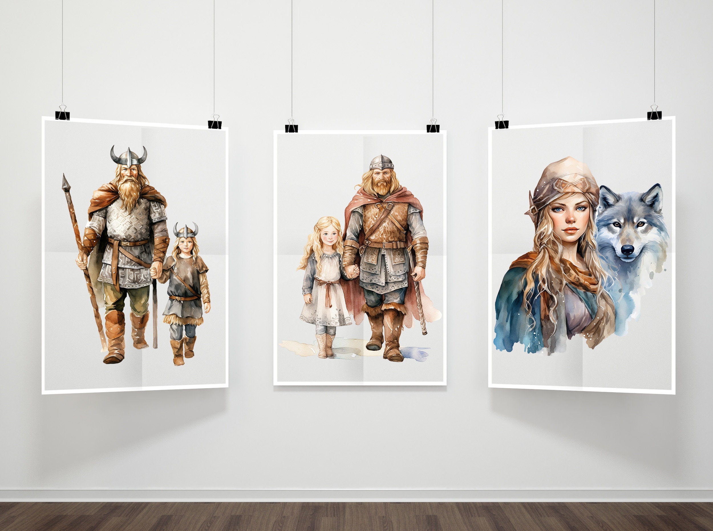 Vikings Watercolor Clipart Bundle, Viking Warriors, Nordic, Norse ...