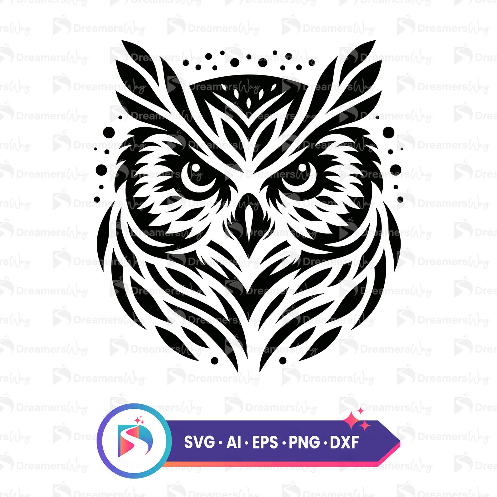 Cute Owl Svg File, Digital Download for Cricut, Silhouette, Tribal ...