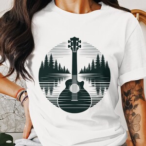 Guitar Forest Reflection Digital Art, Nature Scenery Svg, Ai, Dxf, Eps ...