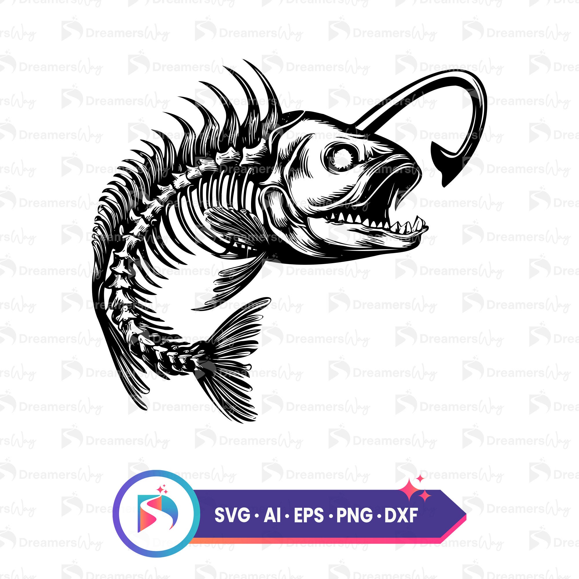 Fish Skeleton Svg, Fish Bone Clipart, Digital Download, Cutting File, T ...