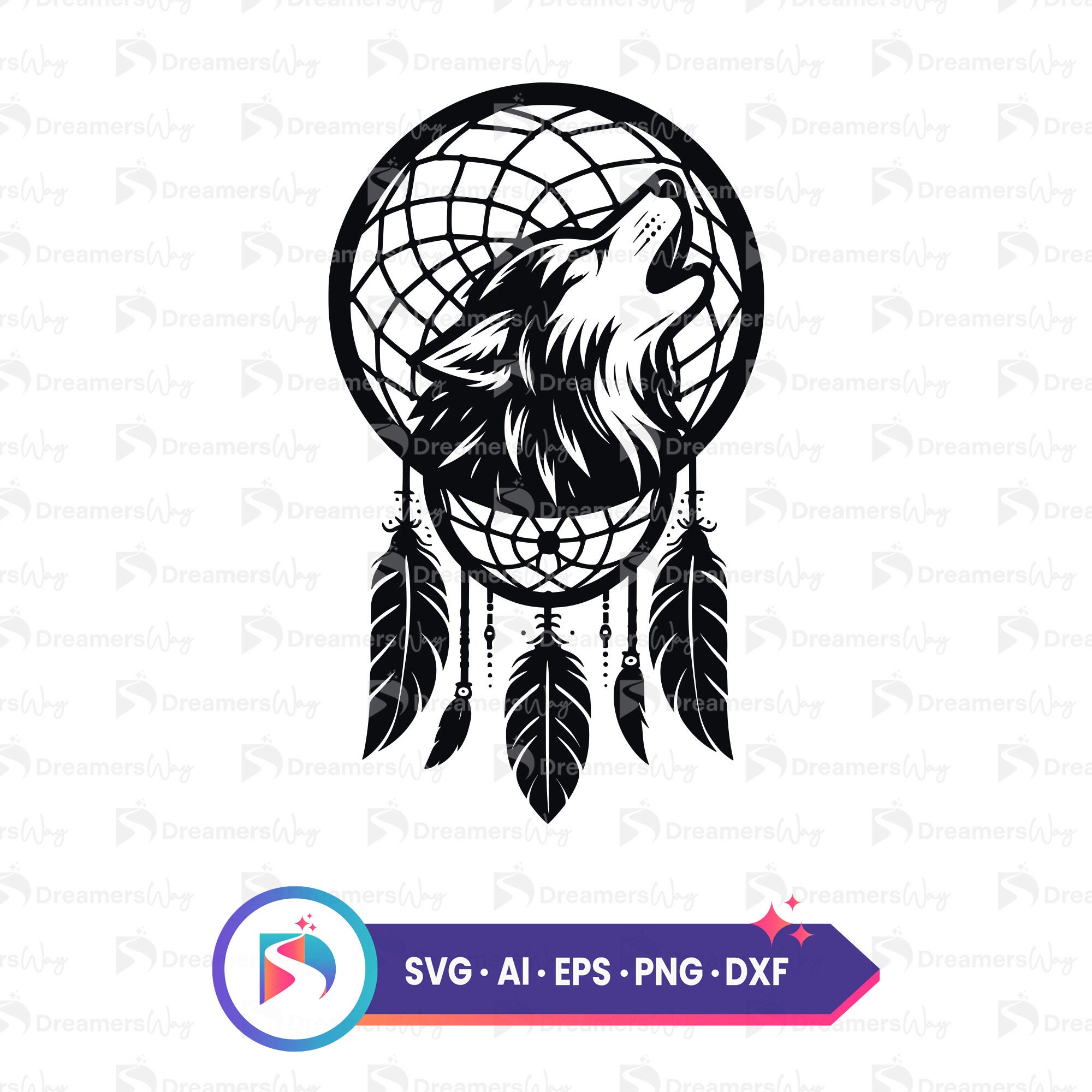Wolf Dreamcatcher Svg, Ai, Eps, Png, Dxf Files for Cricut and ...