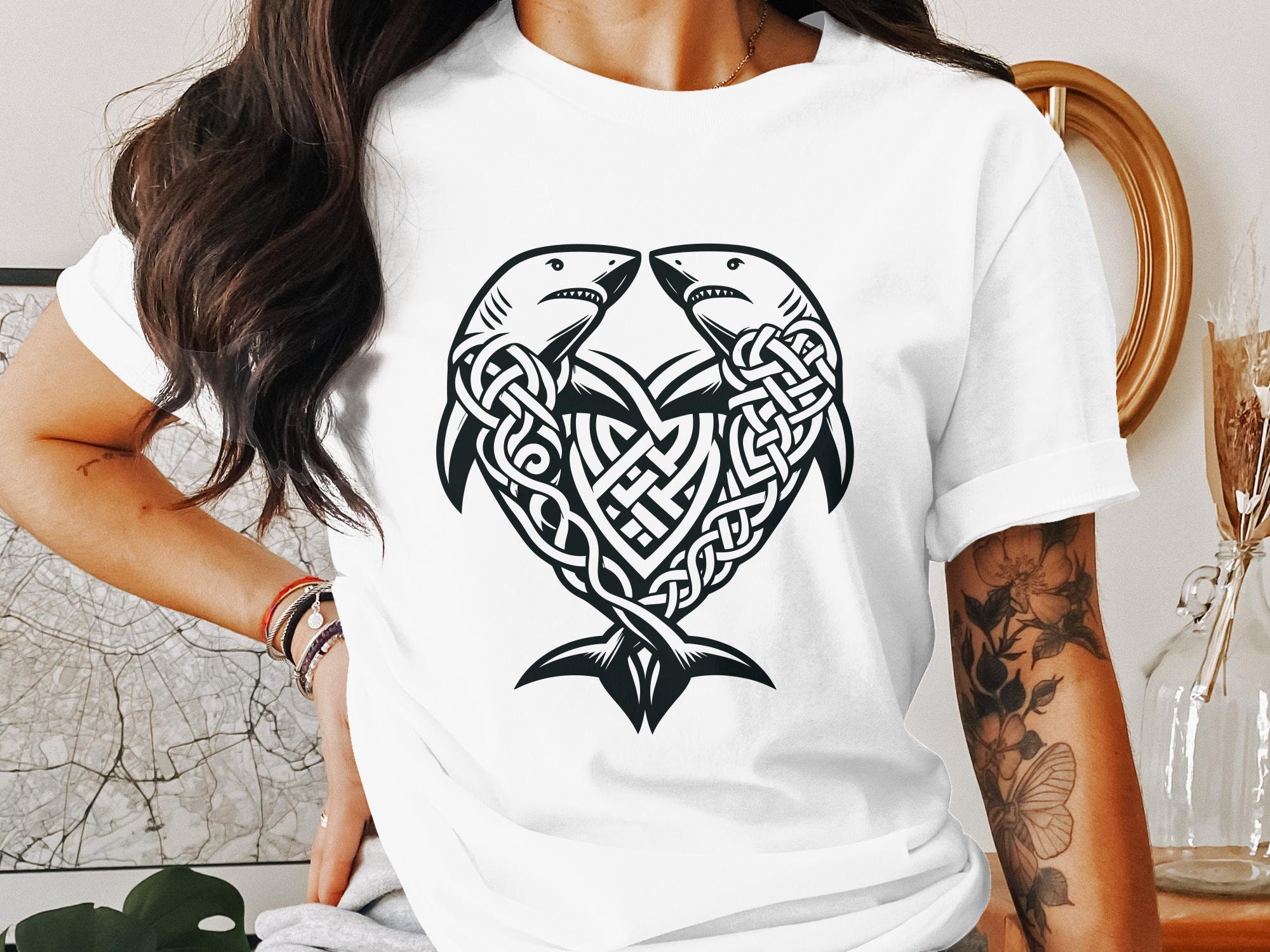 Celtic Shark Shape of Heart Vector Illustration Svg, Ai, Eps, Png, Dxf ...