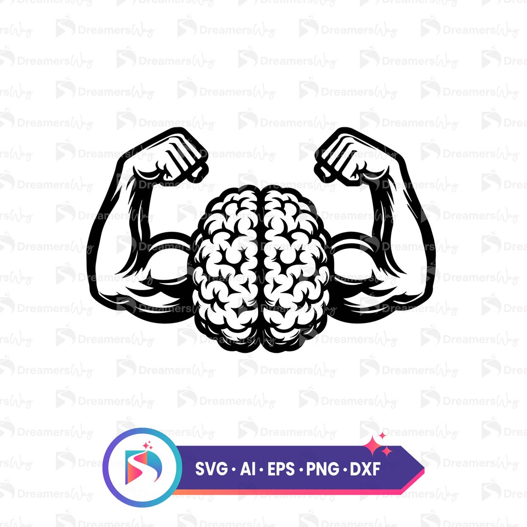 Strong Brain Muscle Svg, Digital Download, Brain With Muscles Clipart ...