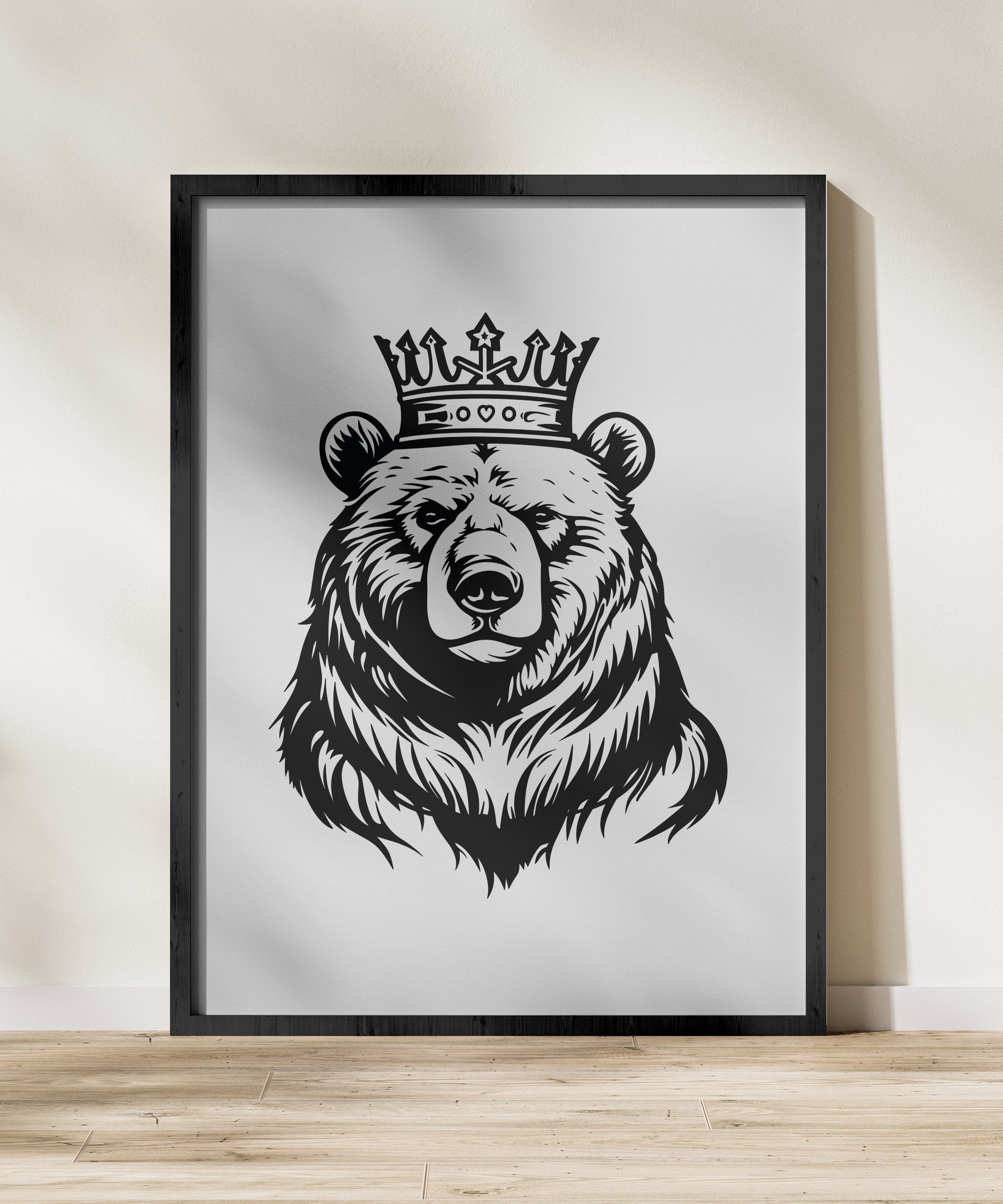 Bear With a Crown Vector Illustration, Cute Bear Svg Cut File, Best for ...