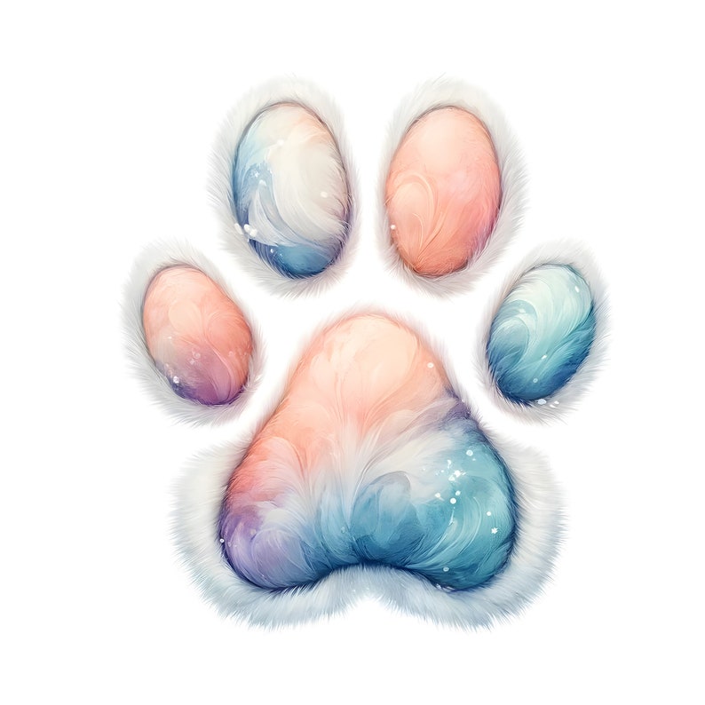 10 Paw Print Digital Clipart, Paw Print Illustration, Instant Download ...