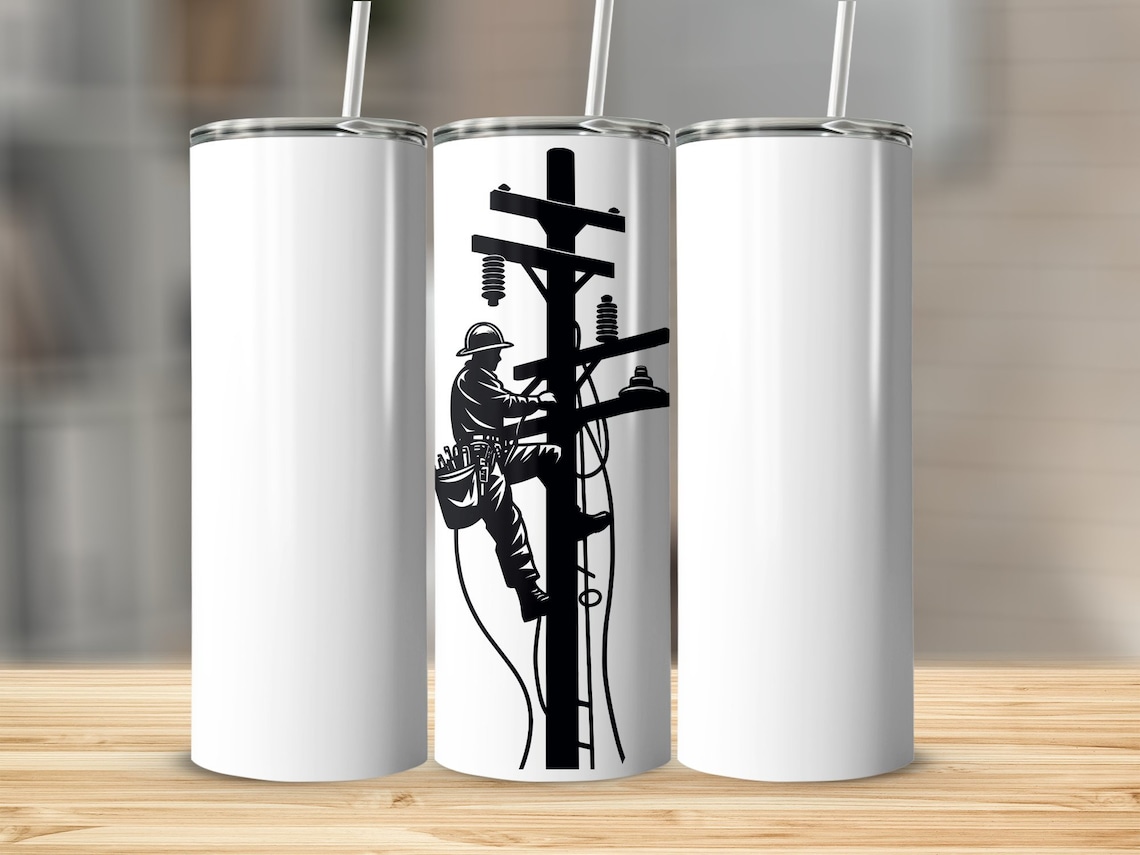 Lineman Silhouette Clipart, Electrician Worker Svg, Power Pole Digital ...