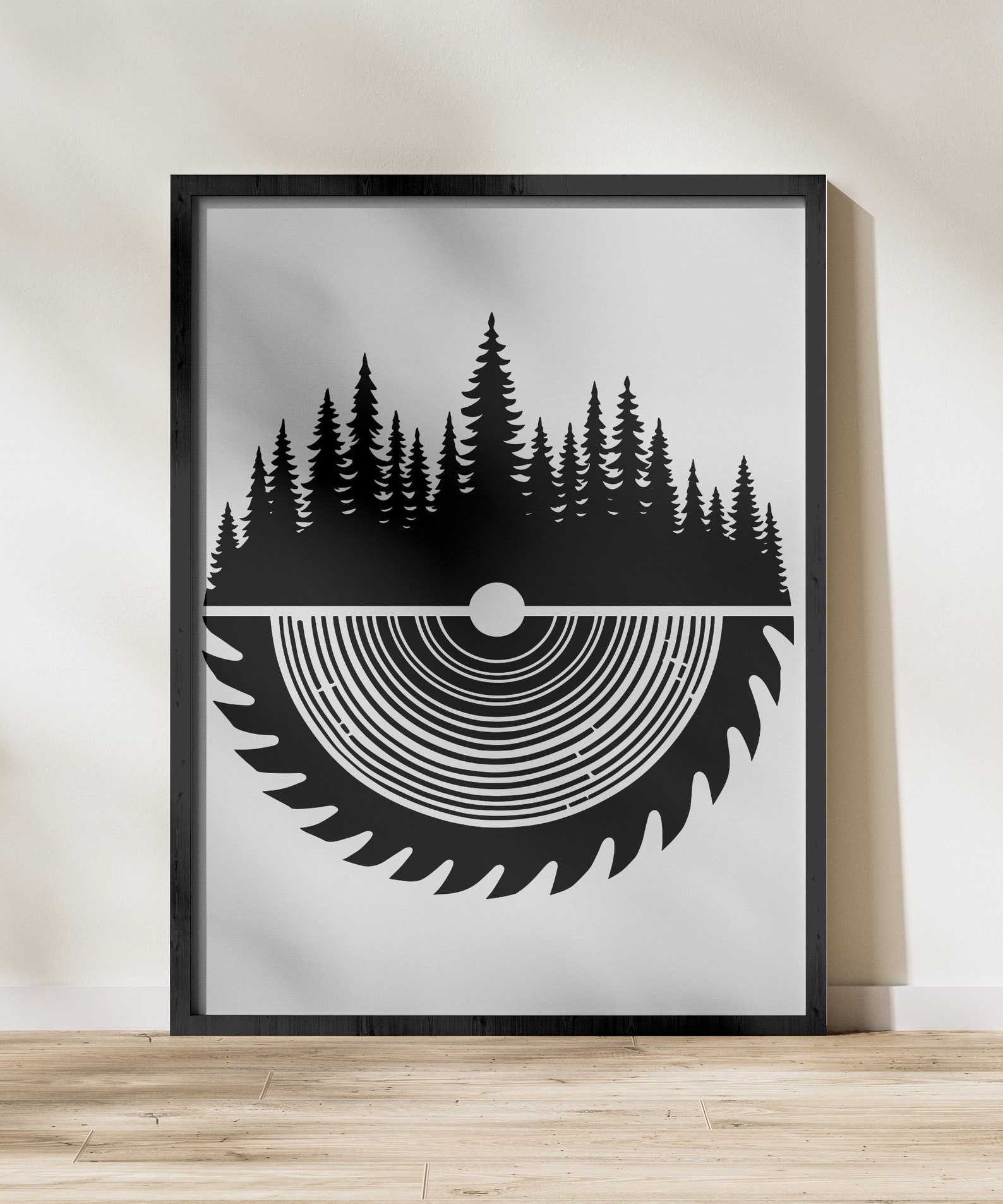 Saw Blade With Tree Vector Art, Svg, Ai, Eps, Dxf, Png Digital Files ...