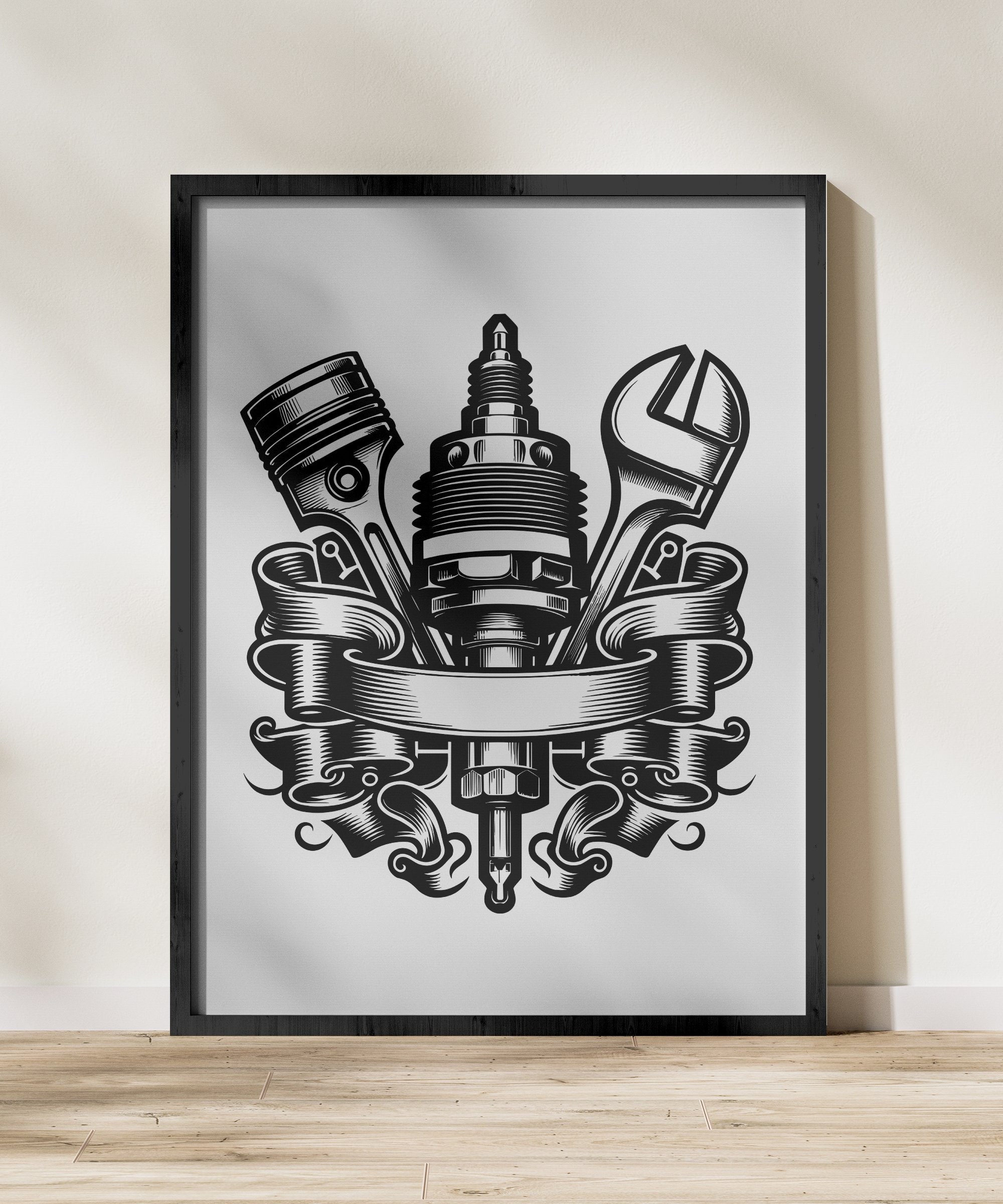 Repair Tools Vector Illustration Svg, Wrench, Spark Plug Digital Art ...