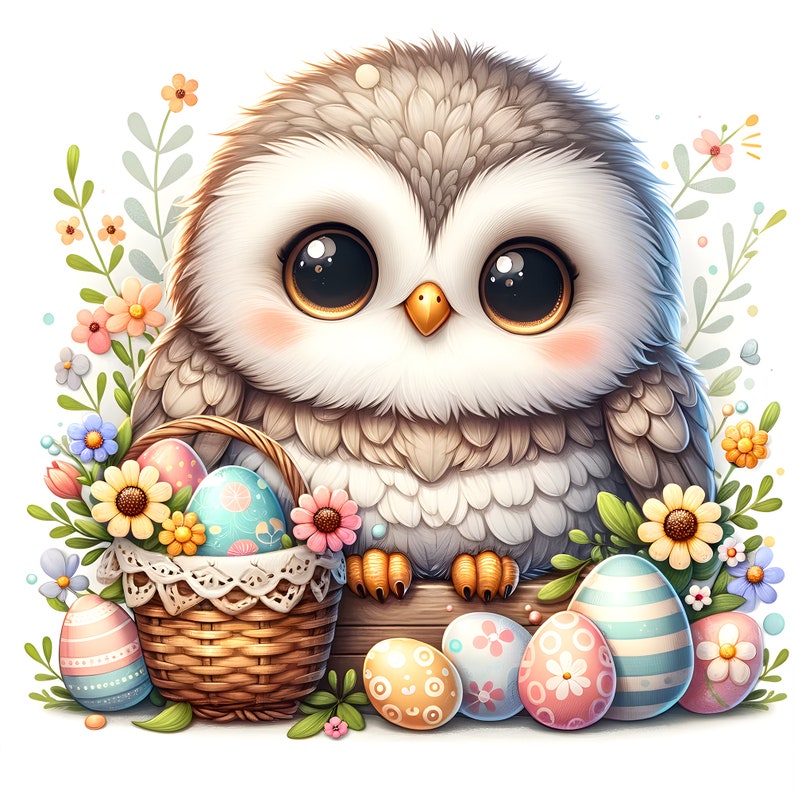 10 Cute Owl Digital Clipart, Cute Owl Illustration, Instant Download ...