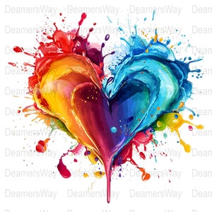 Colorful Heart Splash Clipart Bundle: 10 High-quality Transparent Png ...