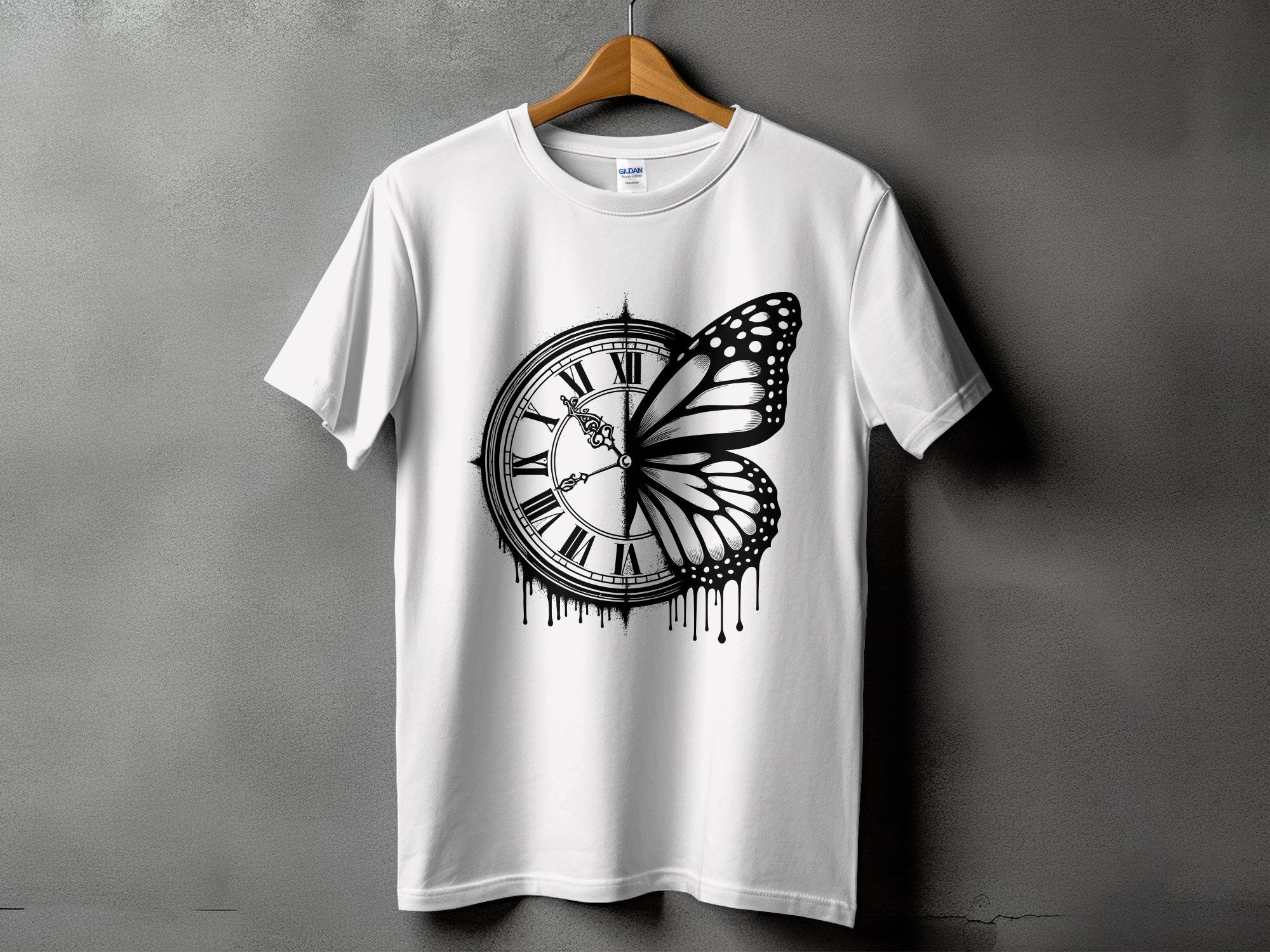 Butterfly With Clock Vector Art, Svg, Clock Digital Art, Printable Wall ...