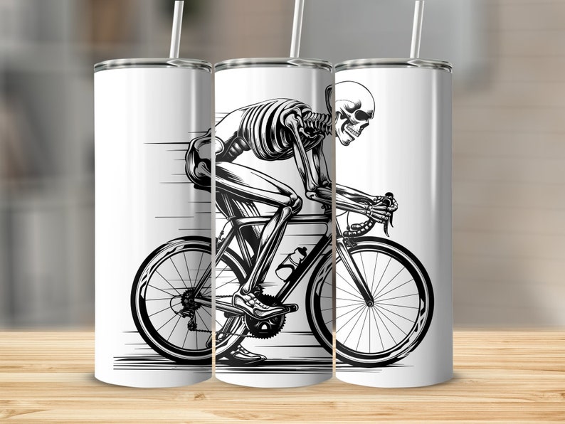 Skeleton Riding Bicycle Digital Art Print, Halloween Skeleton Cycling ...
