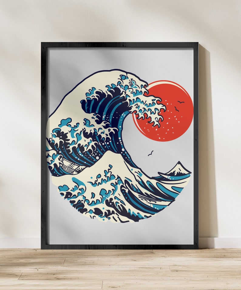 Ocean Waves Vector Illustration, Wall Art, Svg Png Eps Dxf Files ...
