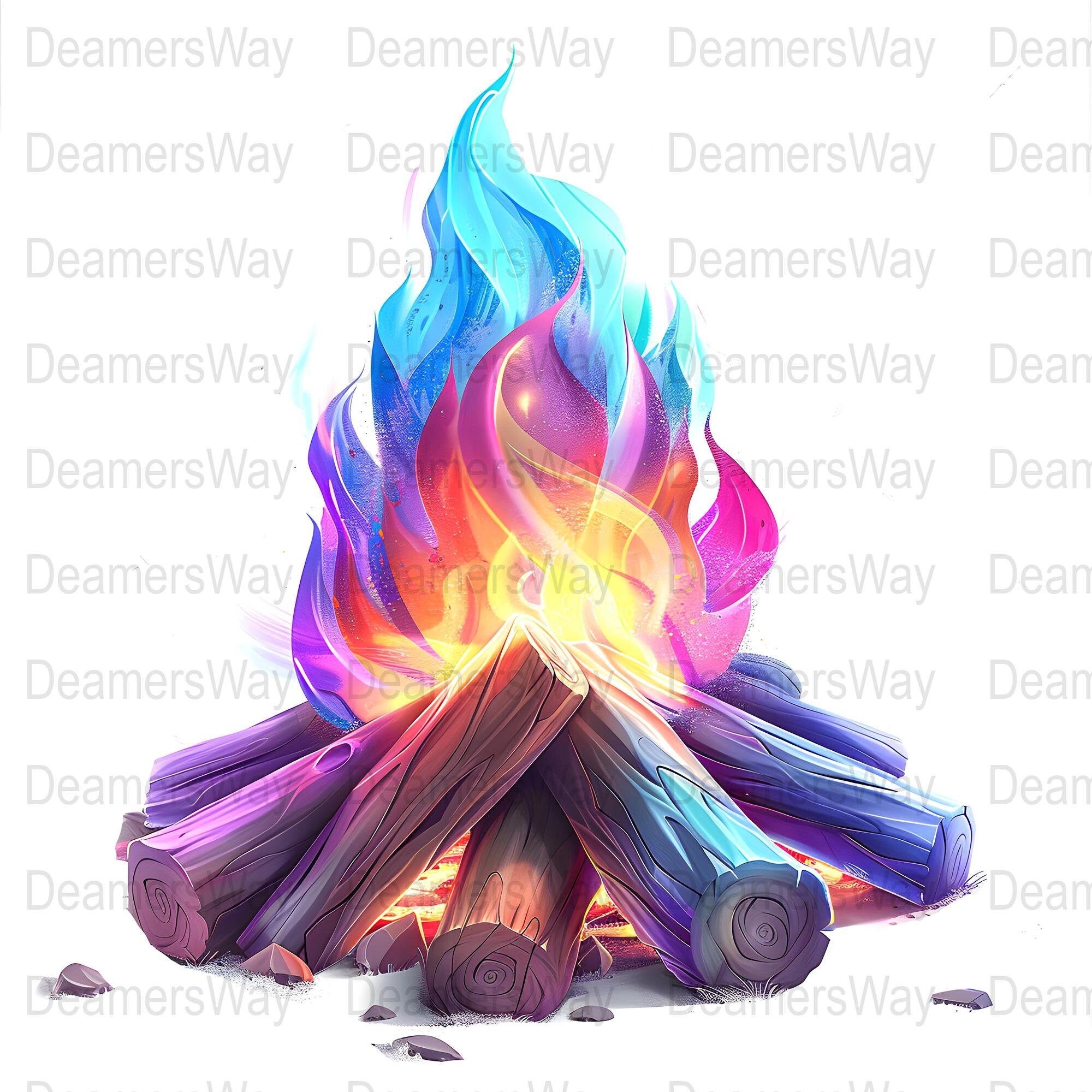 Colorful Magic Campfire Clipart Bundle: 10 High-quality Transparent Png ...