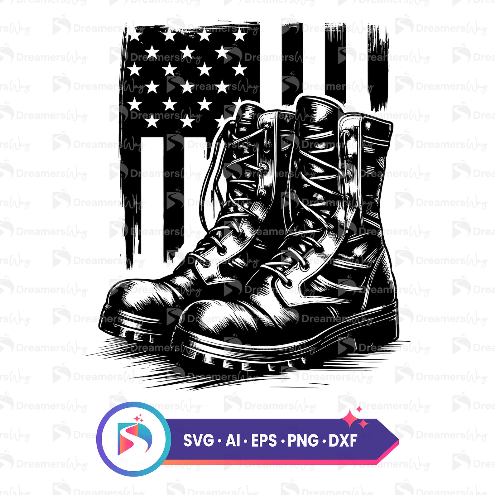 American Flag Military Boots Vector Art, Svg, Patriotic Combat Boot ...