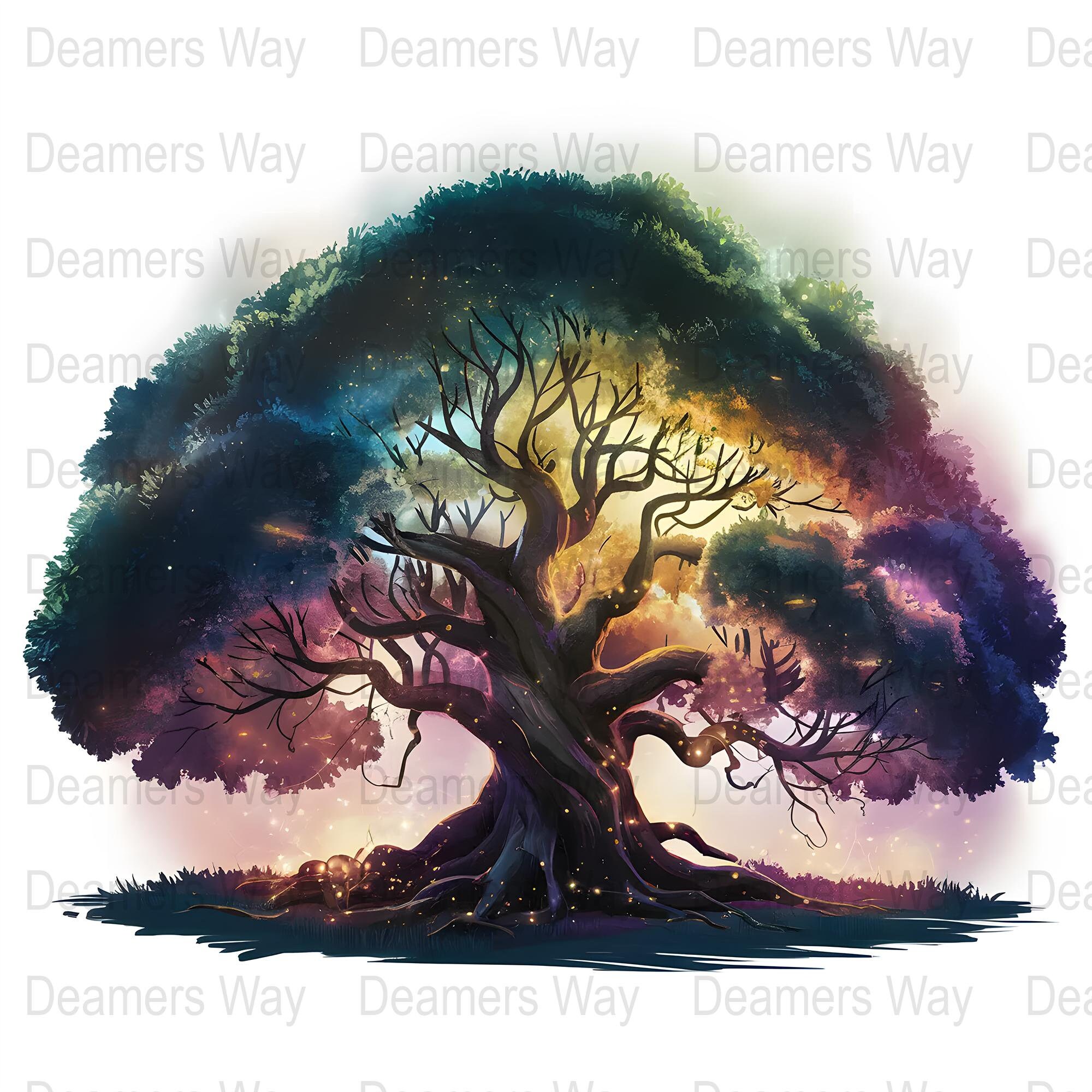 10 Mystical Tree of Life Digital Artwork, Fantasy Tree Clipart Bundle ...