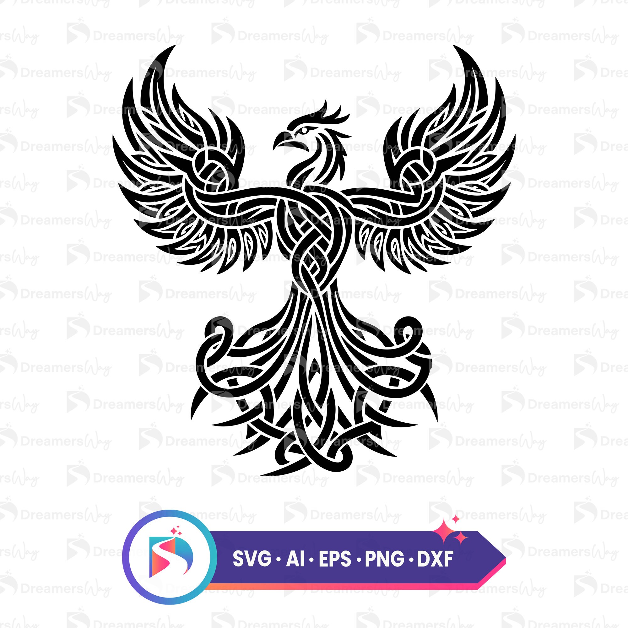 Celtic Phoenix Vector Art Svg, Ai, Eps, Png, Dxf Files for Cricut ...