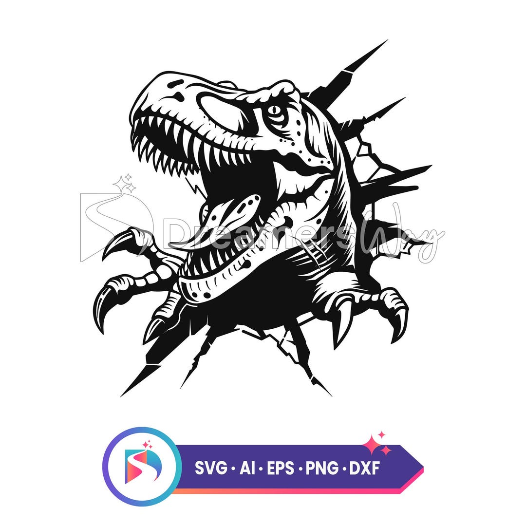 Dinosaur Head Vector Illustration, Digital Art, Ai, Eps, Svg, Dxf Files ...