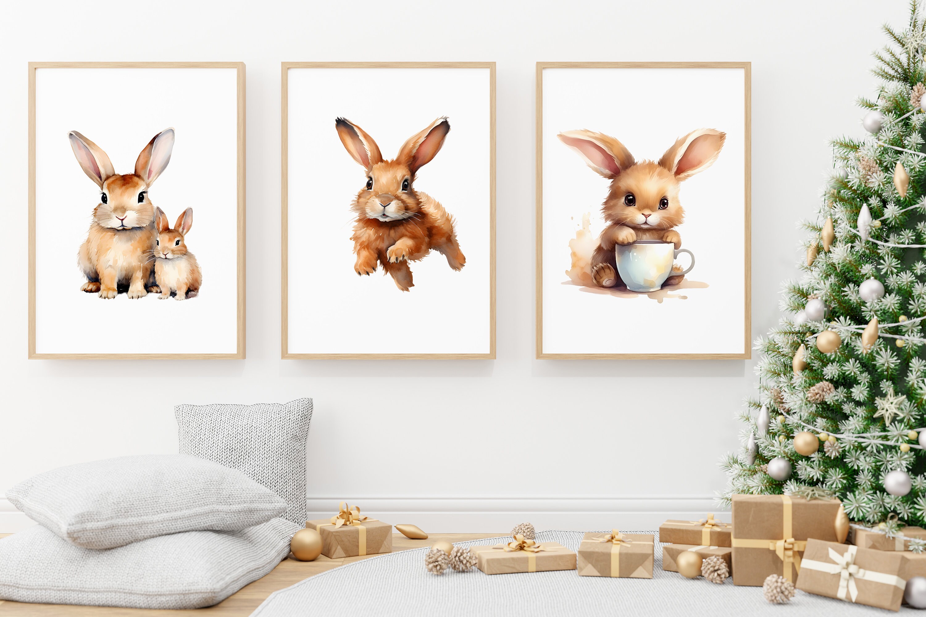 Watercolor Cute Bunny Clipart, Easter Bunny Bundle, Nursery Clipart ...