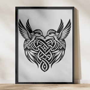 Celtic Hummingbird Shape of Heart Vector Illustration Svg, Ai, Eps, Png ...