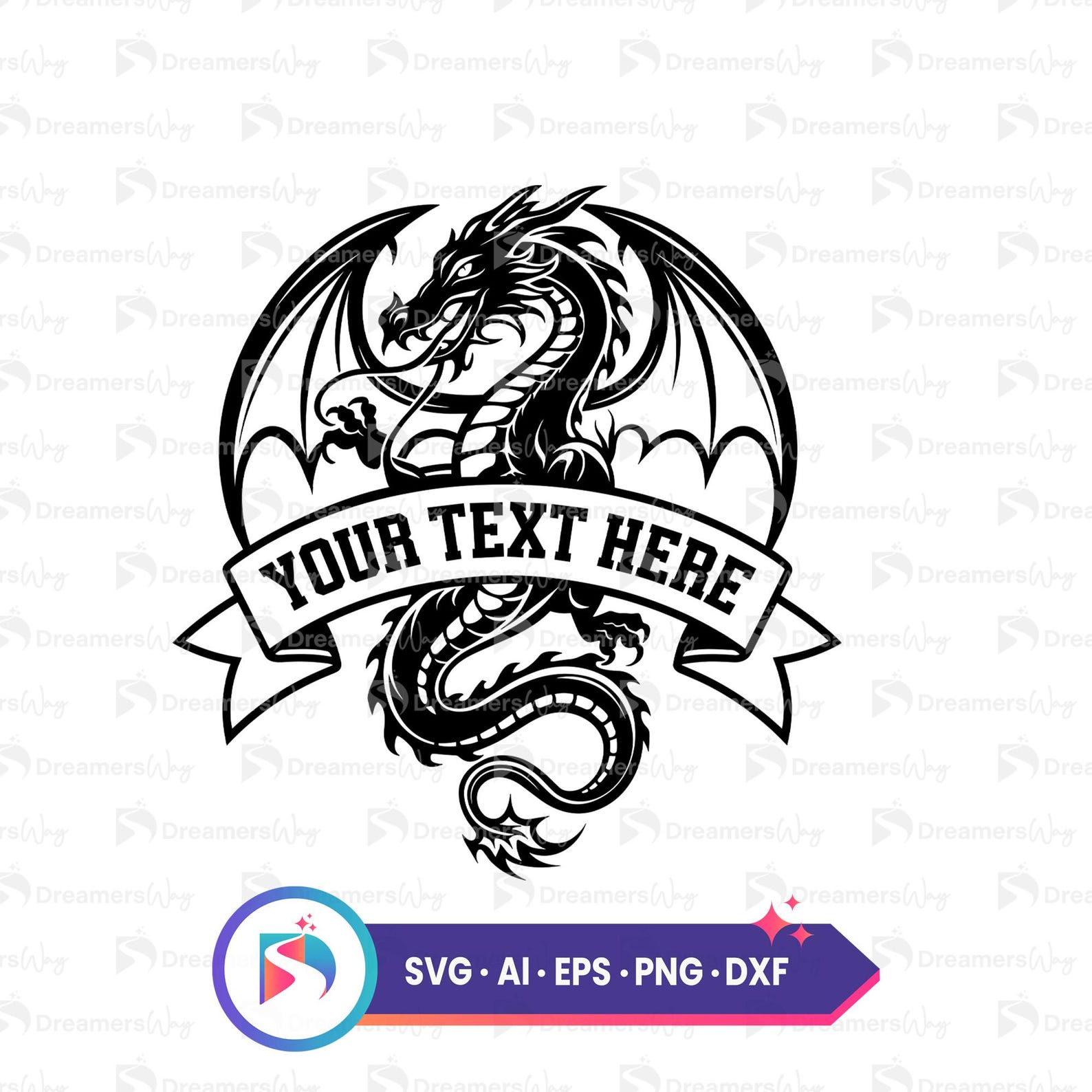 Dragon Svg, Dragon Black Vector Illustration, Dragon Svg Files for ...