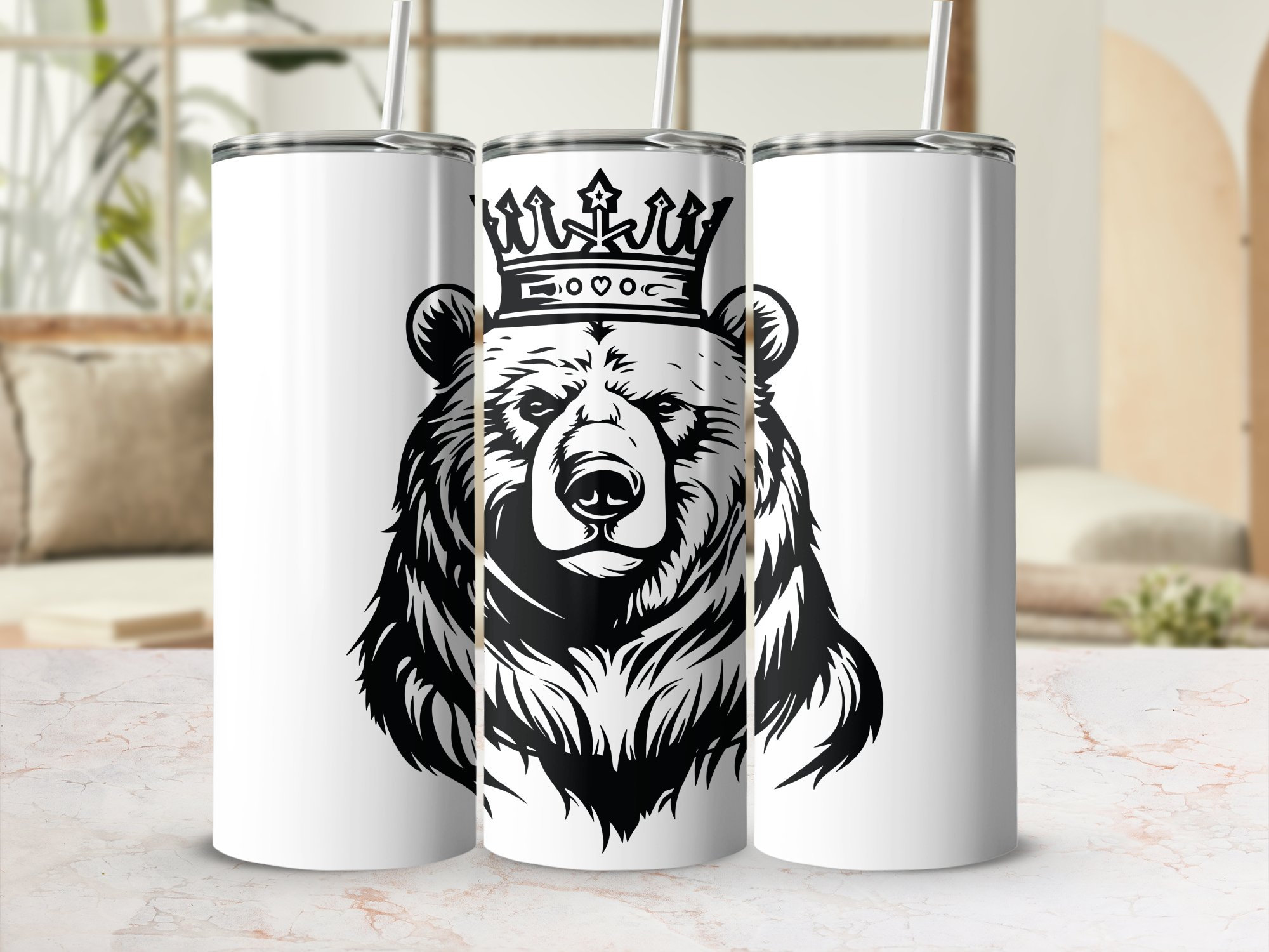 Bear With a Crown Vector Illustration, Cute Bear Svg Cut File, Best for ...