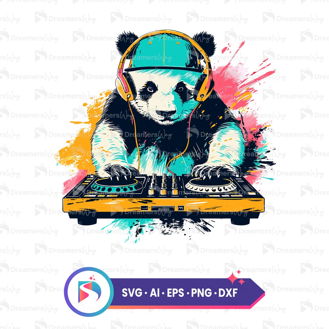 Dj Panda Vector Illustration Vector Illustration, Cute Panda Svg Cut ...