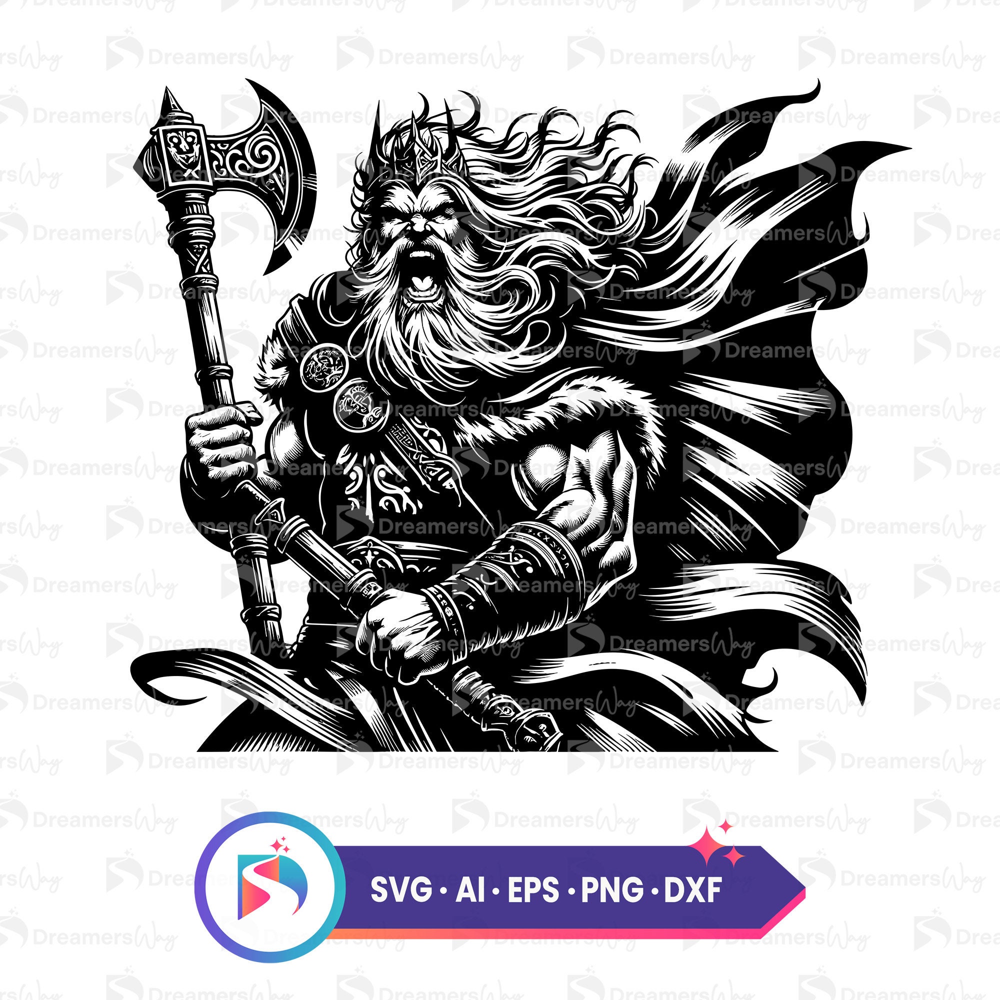 Viking Warrior Digital Art, Norse Mythology Clipart, Svg, Ai, Eps, Png ...