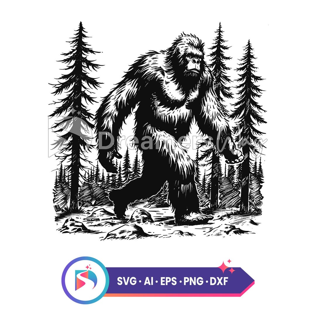 Bigfoot Vector Illustration, Bigfoot Svg, Instant Dawonload, Ai, Eps ...