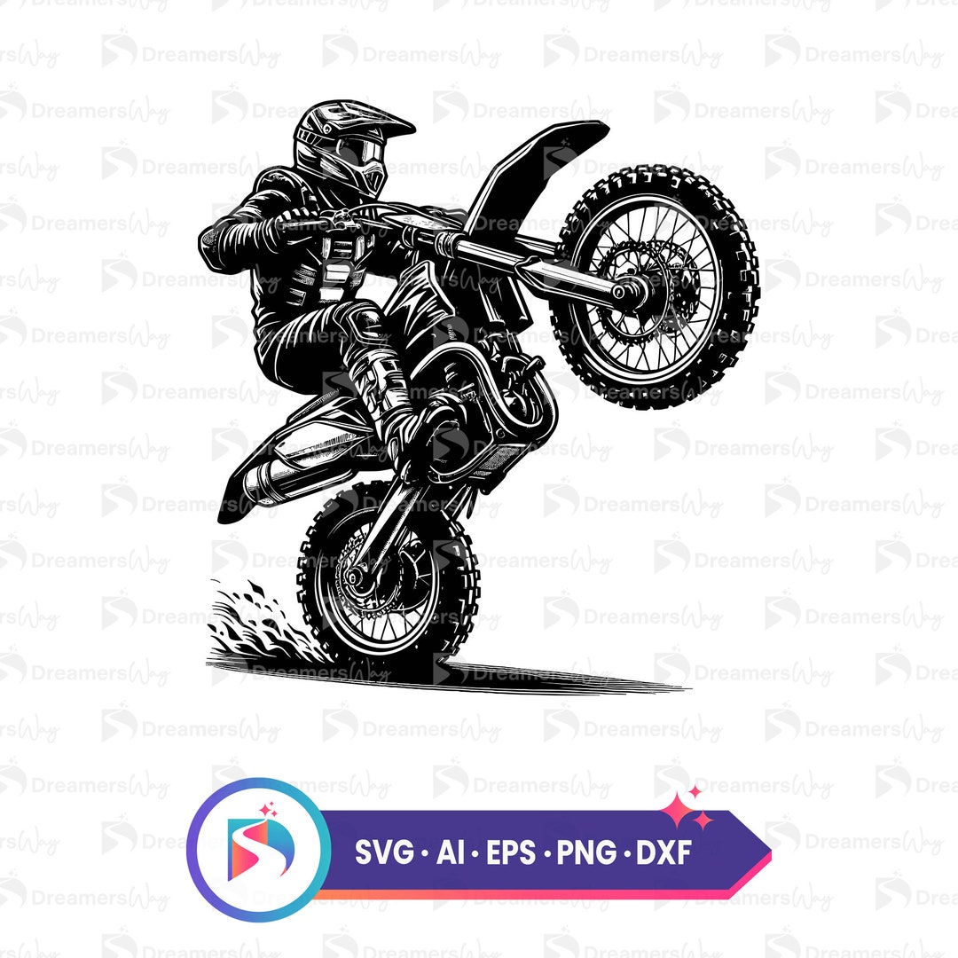 Motorcycle Rider Svg, Dirt Bike Vector Art, Digital Motocross Download ...