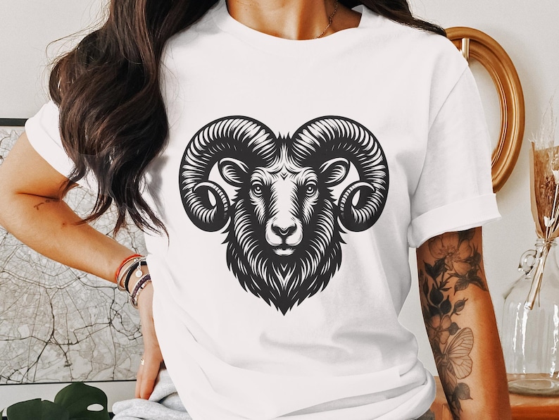 Goat Head Vector Art, Digital Download, Svg, Png, Eps, Ai, Dxf Files ...