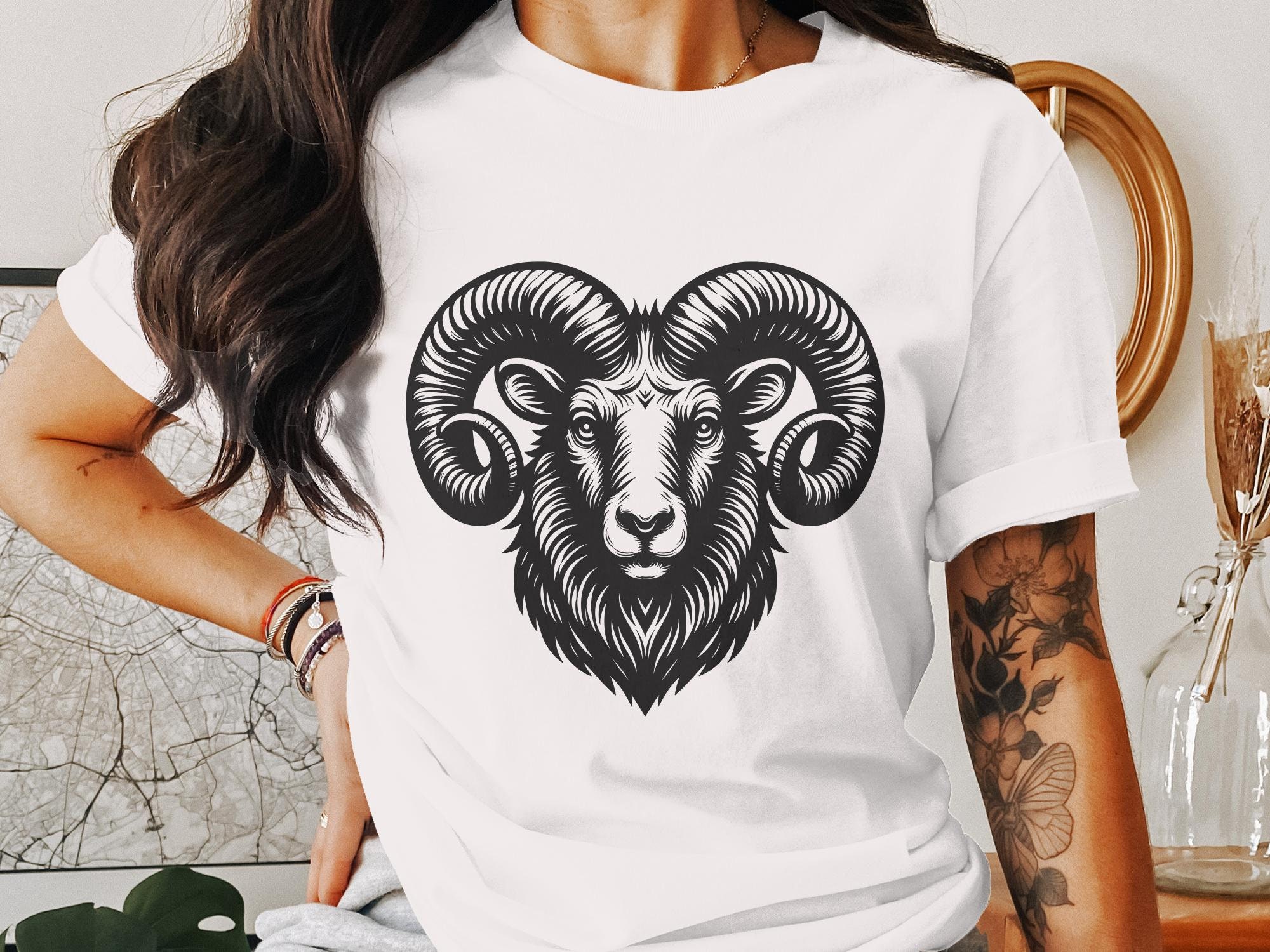 Goat Head Vector Art, Digital Download, Svg, Png, Eps, Ai, Dxf Files ...