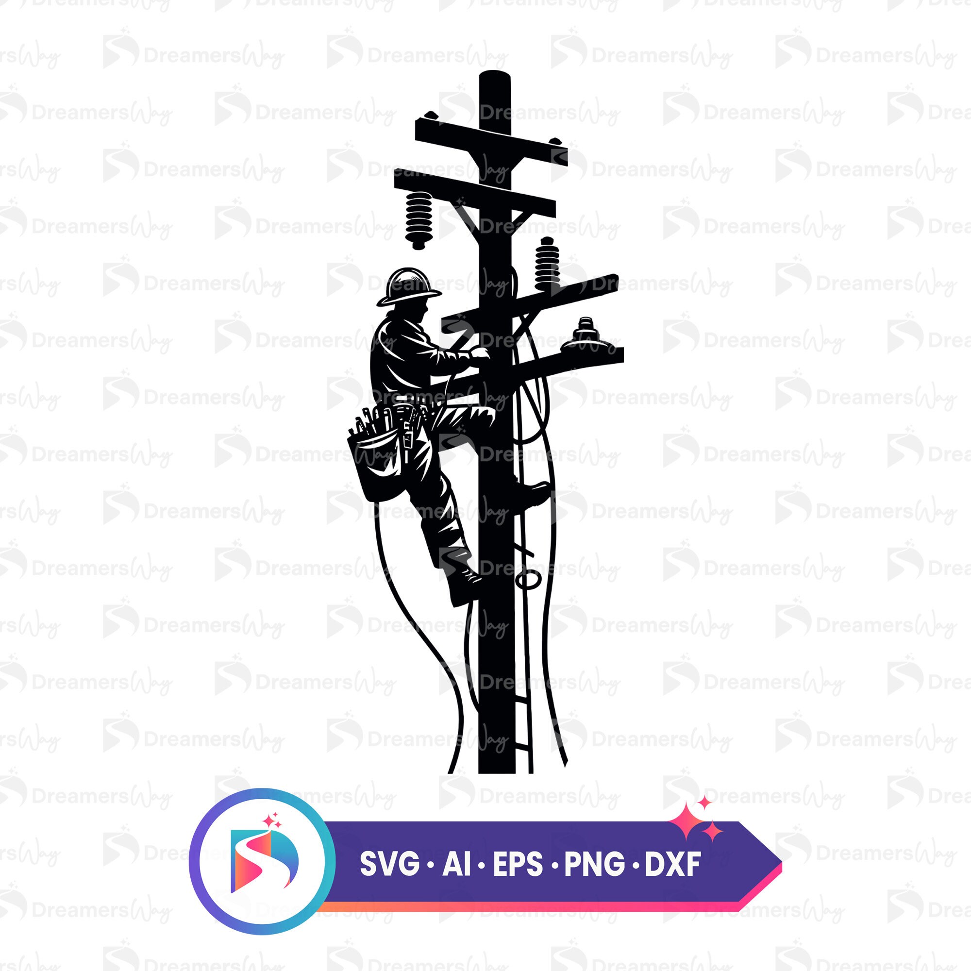 Lineman Silhouette Clipart, Electrician Worker Svg, Power Pole Digital Art, Electric Utility ...