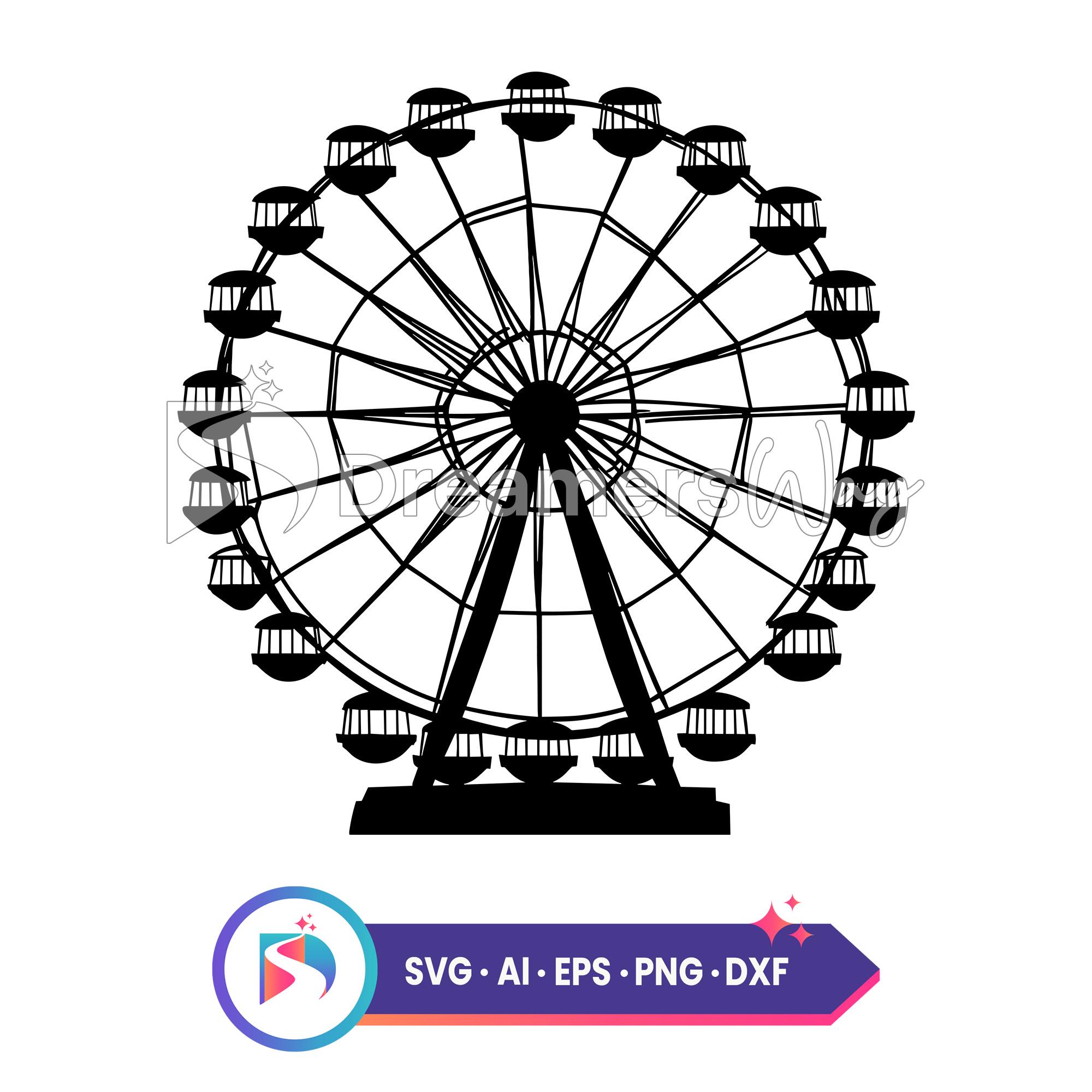 Ferris Wheel SVG, Ferris Wheel Graphic SVG, Ferris Wheel Silhouette Cut ...
