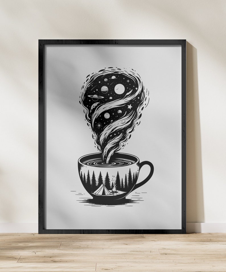 Mystical Cosmic Coffee Cup Vector Illustration Svg, Ai, Eps, Dxf, Png ...
